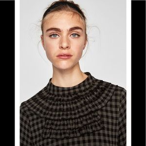 Zara | Tops | Zara Ruffled Blouse With Elastic Detail | Poshmark